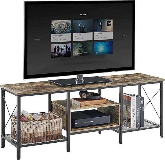 Amazon.com: VECELO Industrial TV Stand for 65 Inch Television Cabinet 3 ...