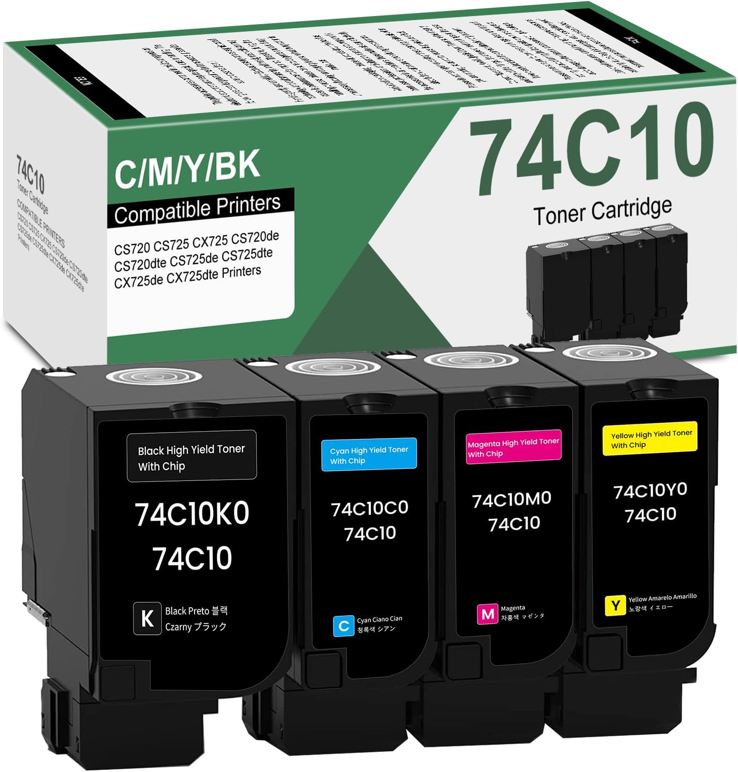Amazon.com: CS720 CS725 CX725 High Yield Toner Cartridges 74C10K0 ...