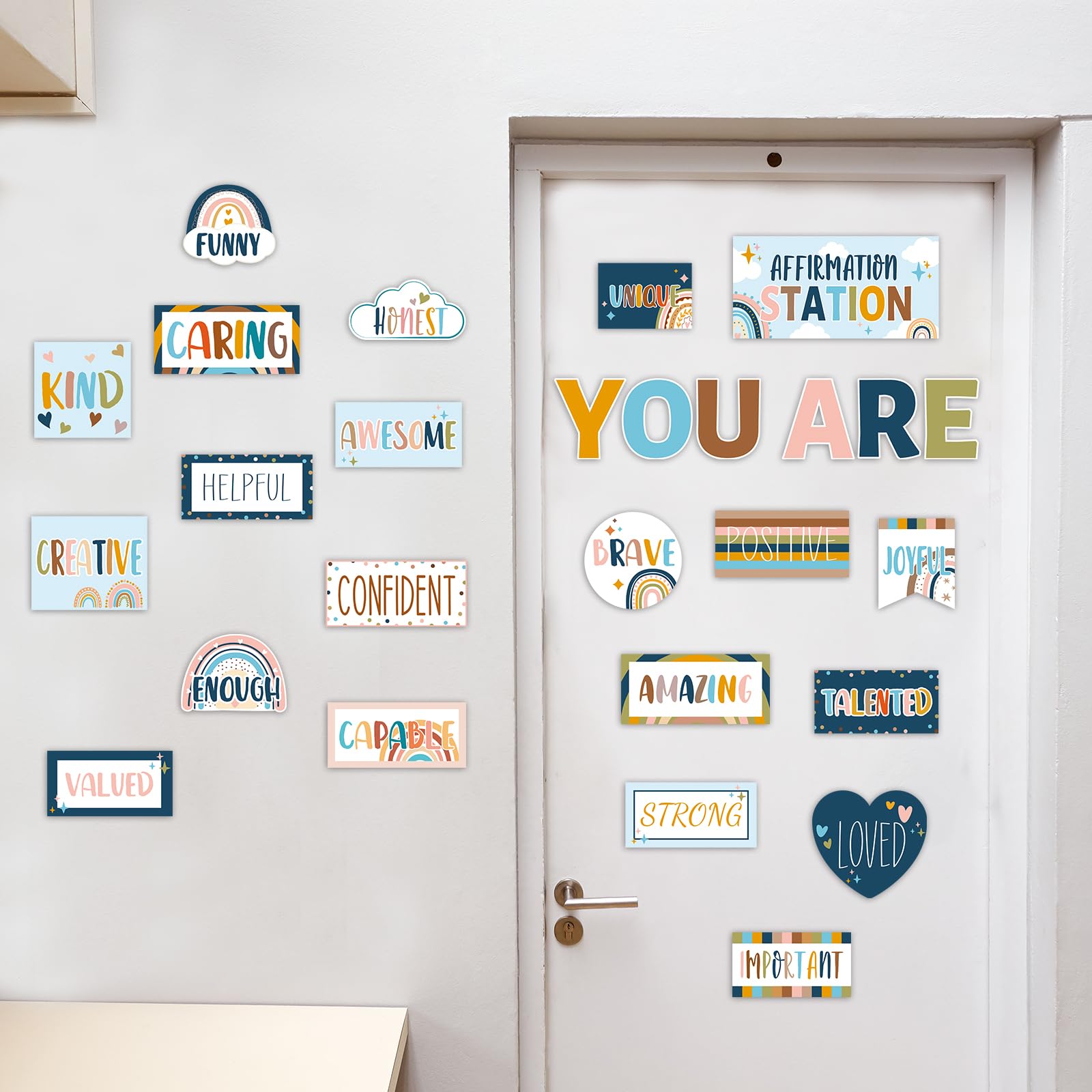 Snapklik.com : Boho Affirmation Station Bulletin Board Set Rainbow ...
