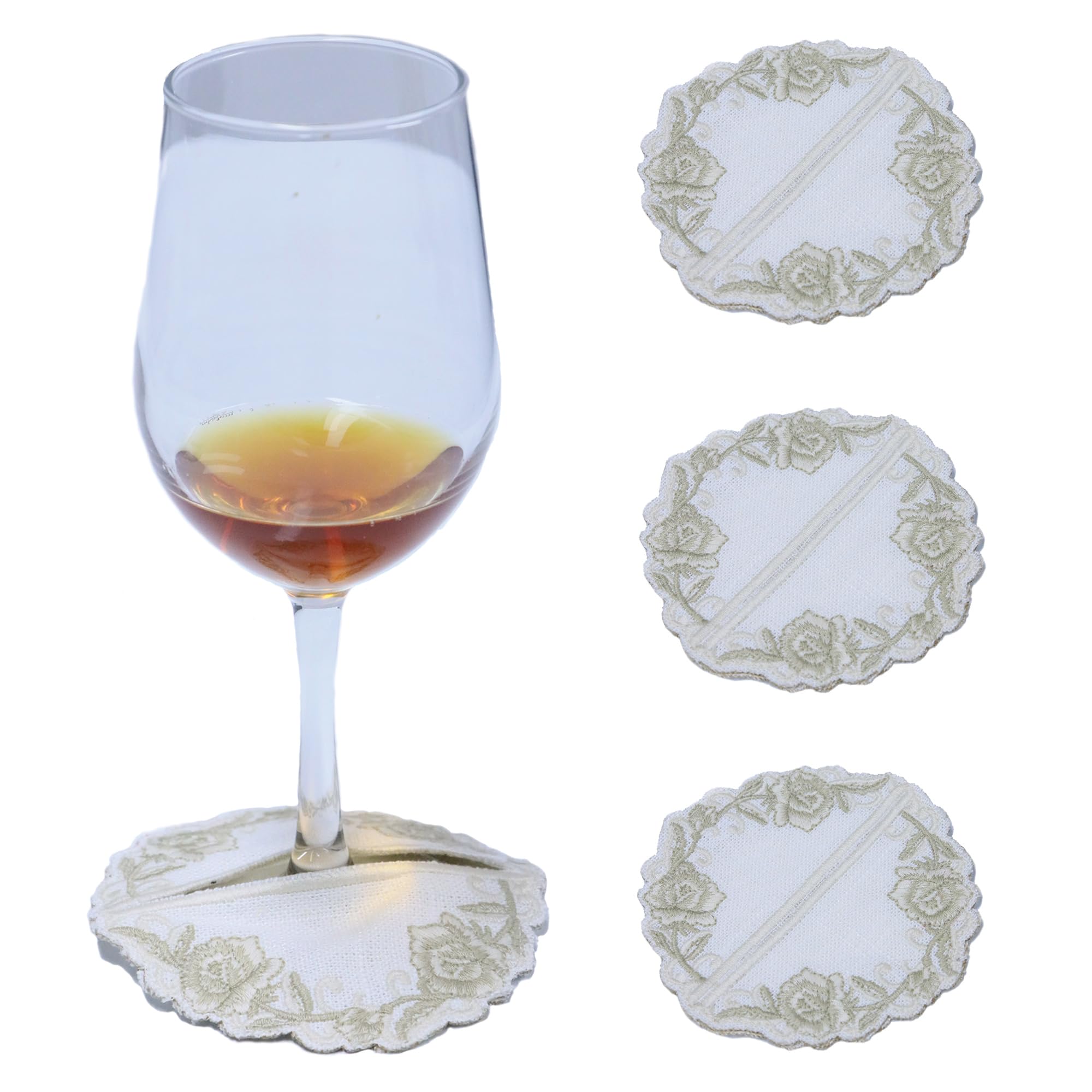 Amazon.com: Slip on Wine Glass Coasters - abosrbent Coasters, Fabric ...