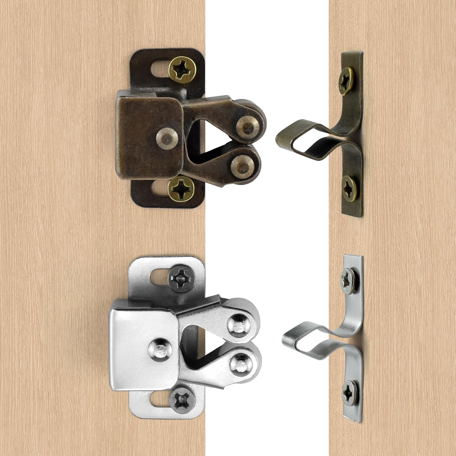 12 PCS Cabinet Door Latch Double Roller Catch, Cold Rolled Steel Heavy ...