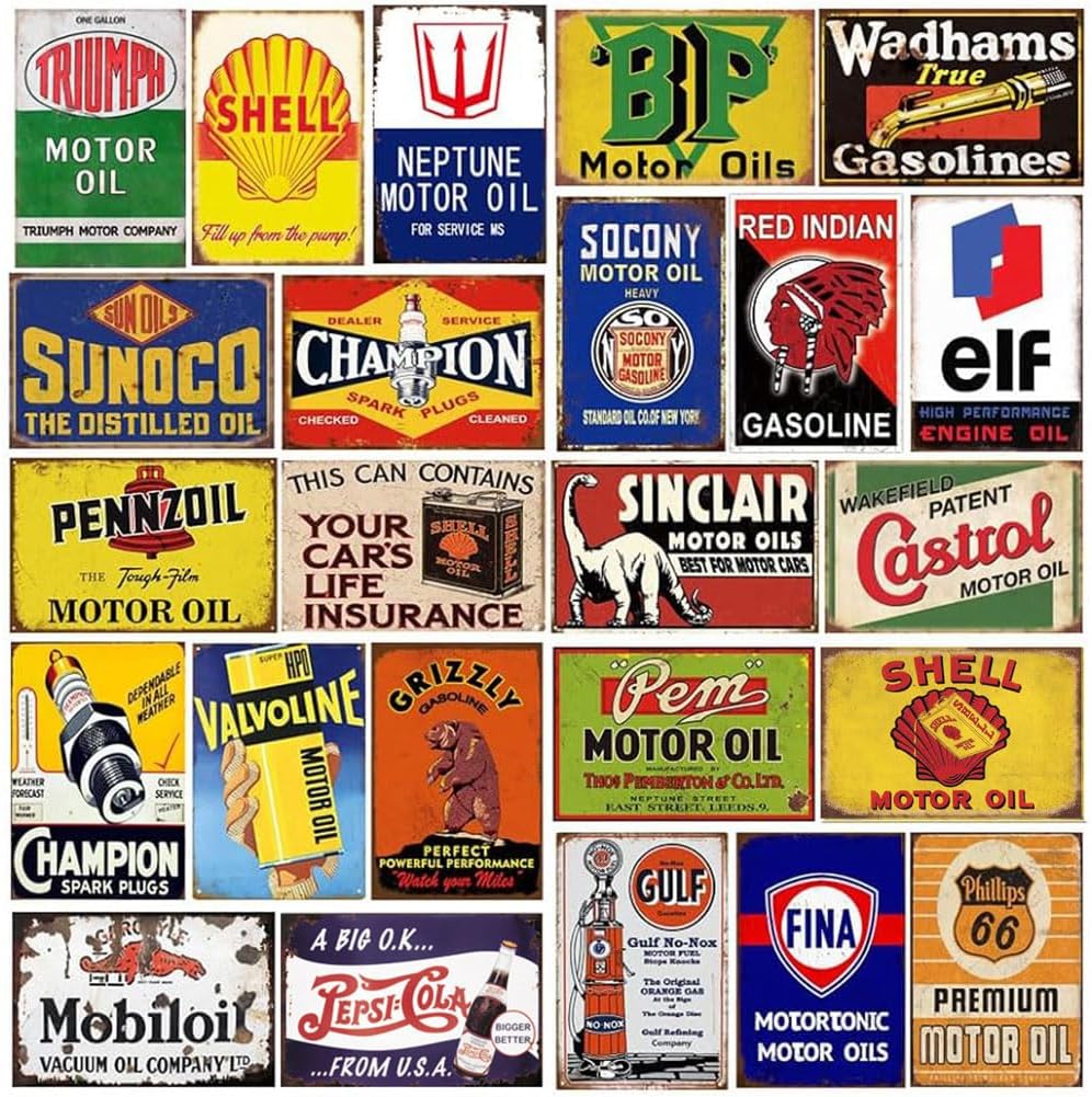 Amazon.com: Okuna Outpost 6 Pack Vintage Metal Signs for Retro Garage ...