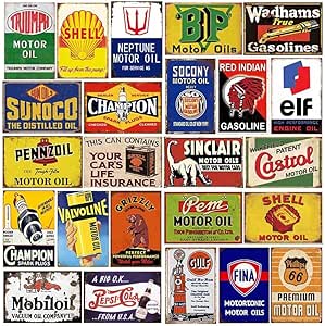 Amazon.com: Reproduced Vintage Tin Sign Pack, Gas Oil Retro Advert Antique Metal Signs for ...