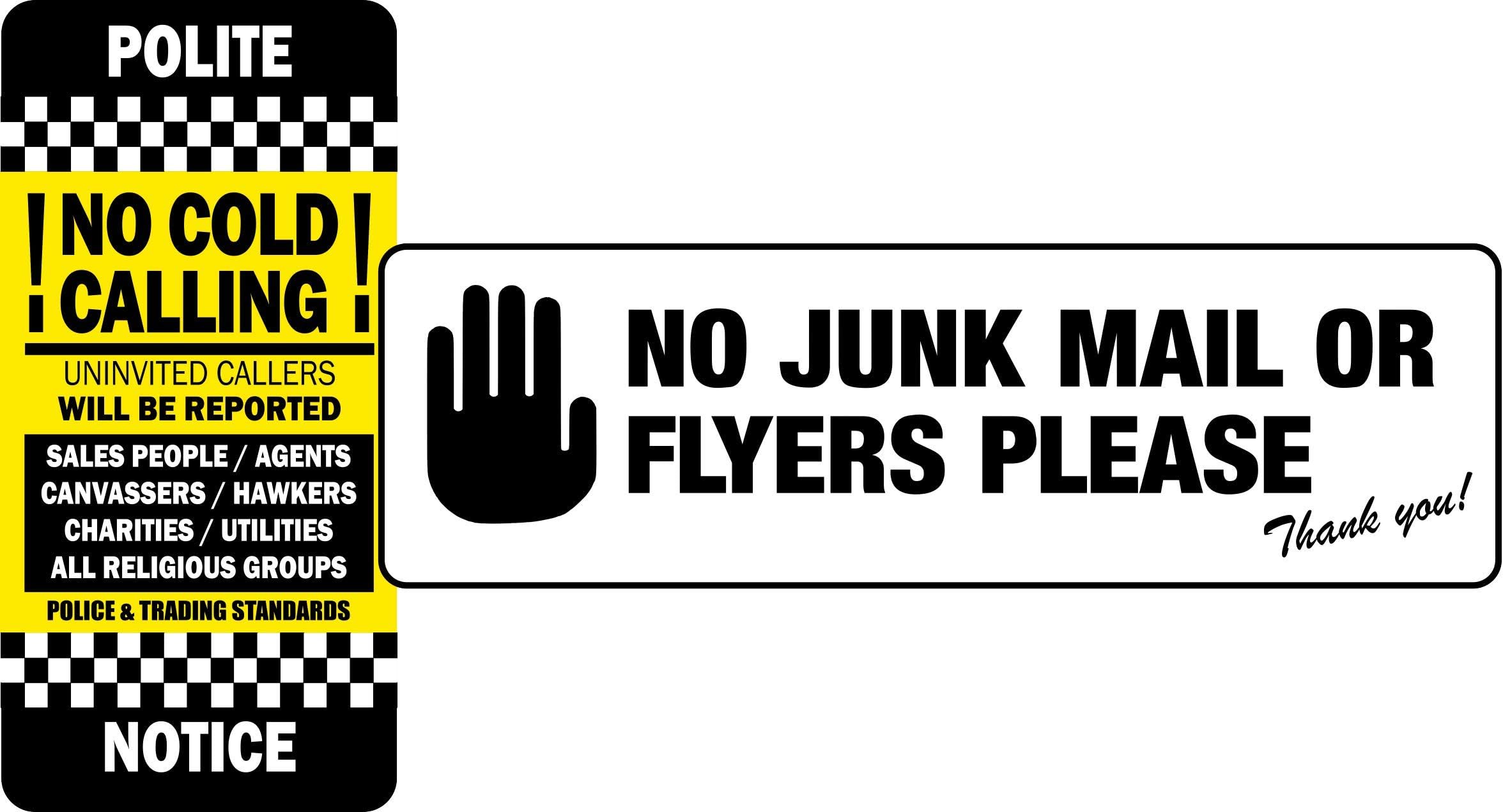 Polite Notice No Junk Mail Flyers Leaflets Menus, 10x7cm, Door Sticker ...