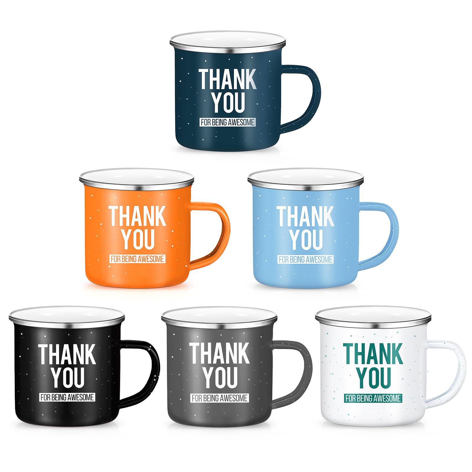 Sieral 6 Pcs Thank You Gifts 12 oz Enamel Mug with Handle Coffee Mugs ...