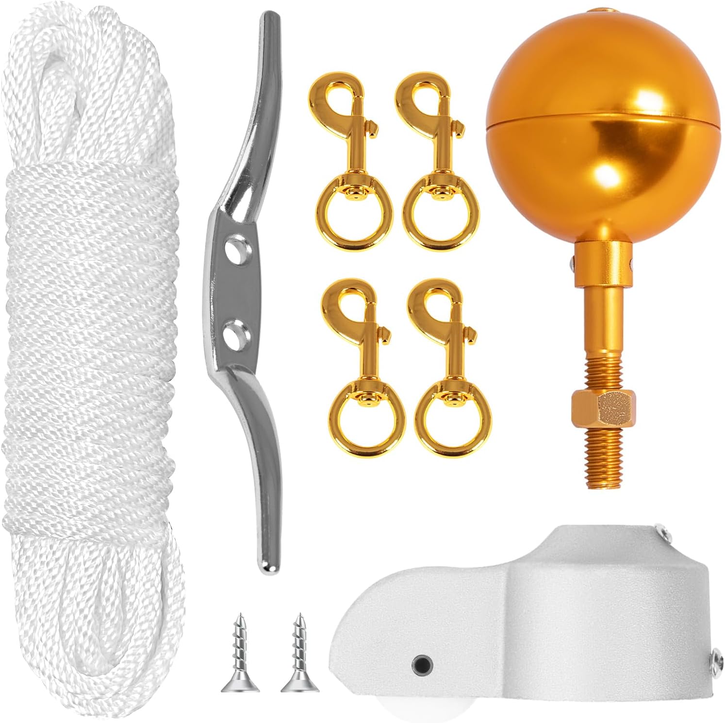 Amazon.com : Flag Pole Hardware Parts Repair Kits, 50 Feet Halyard Rope ...