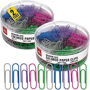 Amazon.com : 1InTheOffice Paper Clips Medium, Colored Paper Clips ...