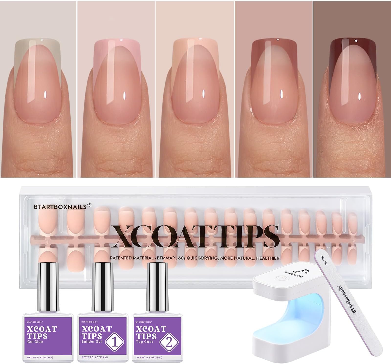 Amazon.com: BTArtboxnails XCOATTIPS Toe Nail Tips - Upgrade Bigger Size ...