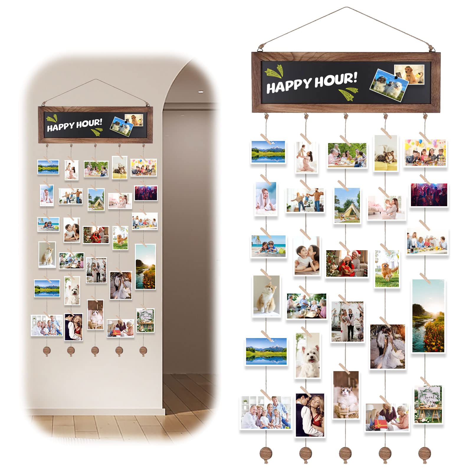 Family Picture Frames Collage Wall Decor, Hanging Photo Display with 30 ...