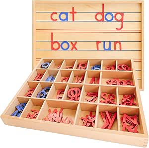 Amazon.com: Movable Alphabet Montessori Wooden Letters - Moveable ...