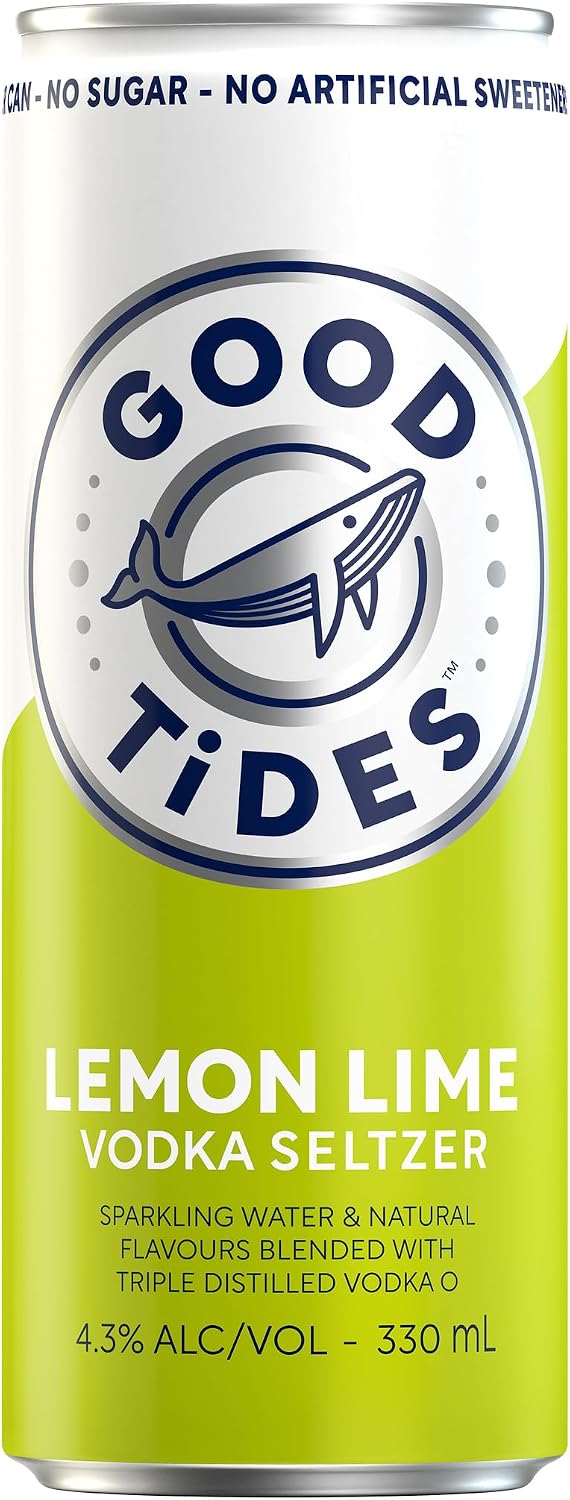 Good Tides Hard Seltzer Lemon and Lime Sparkling Water and Vodka 330 ml ...