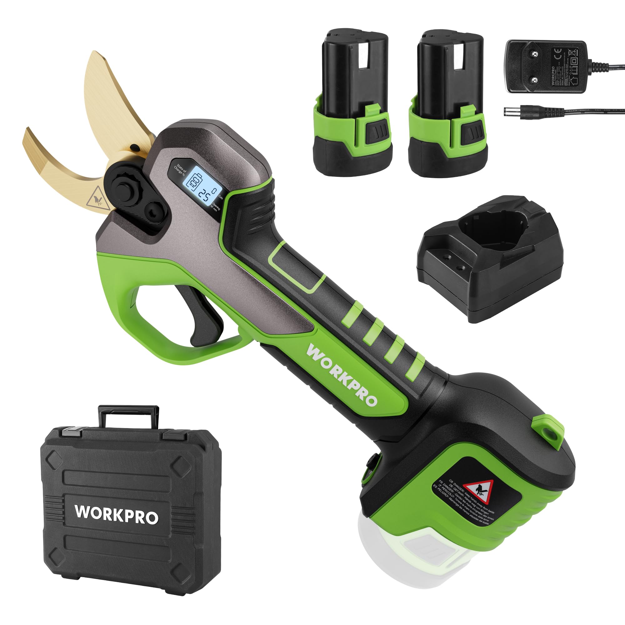 WORKPRO 12V Akku Astschere mit bürstenlosem Motor und 2 Akku ...