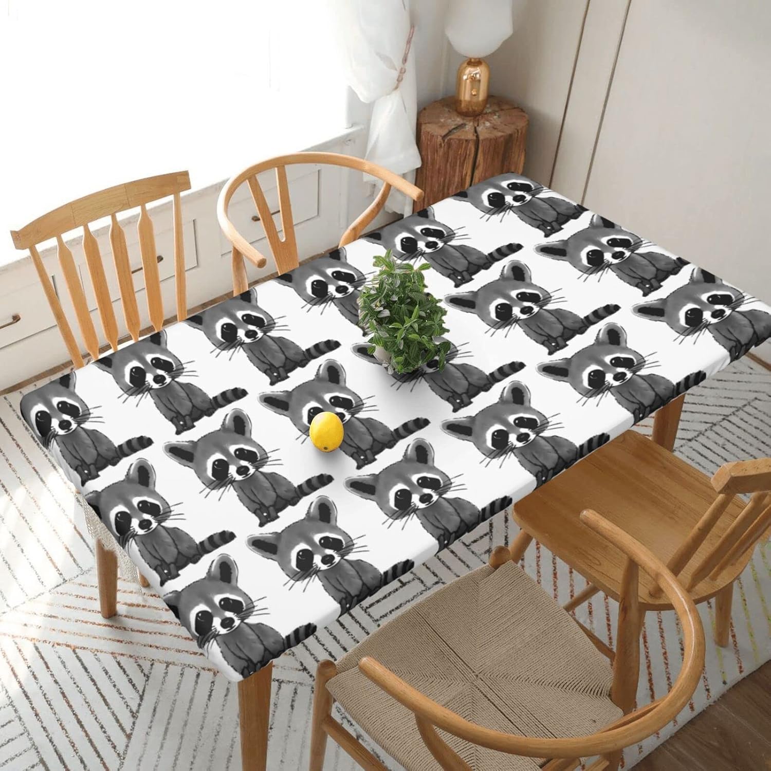 Amazon.com: EZKART Table Cover for Dining Room, Cartoon Cute Raccoon ...
