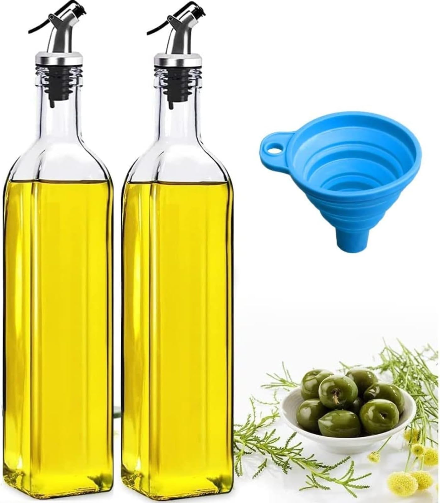 Ikea Glass, Stainless Steel Oil/Vinegar Bottle Set, 22 Cubic Inches, 3 ...
