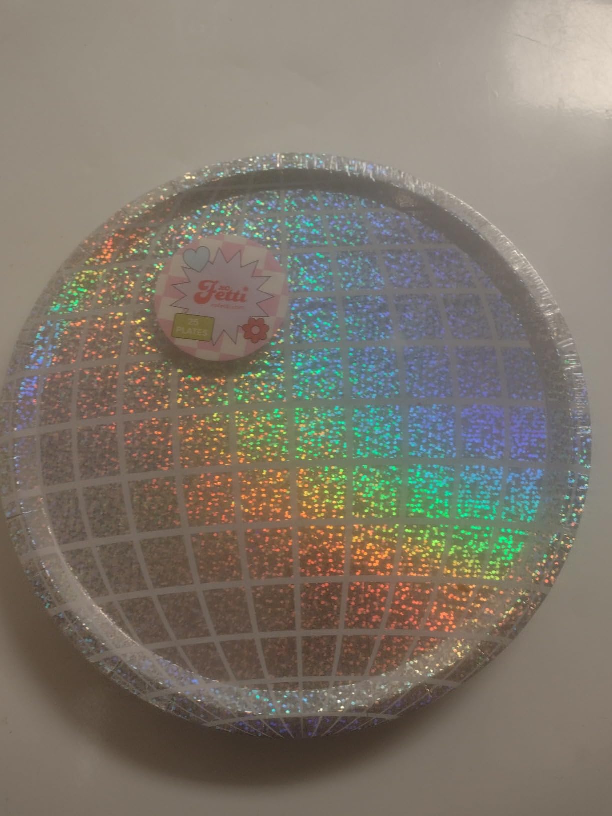 Amazon.com: xo, Fetti Holographic Disco Ball Paper Plates - 25 pk, 9 ...