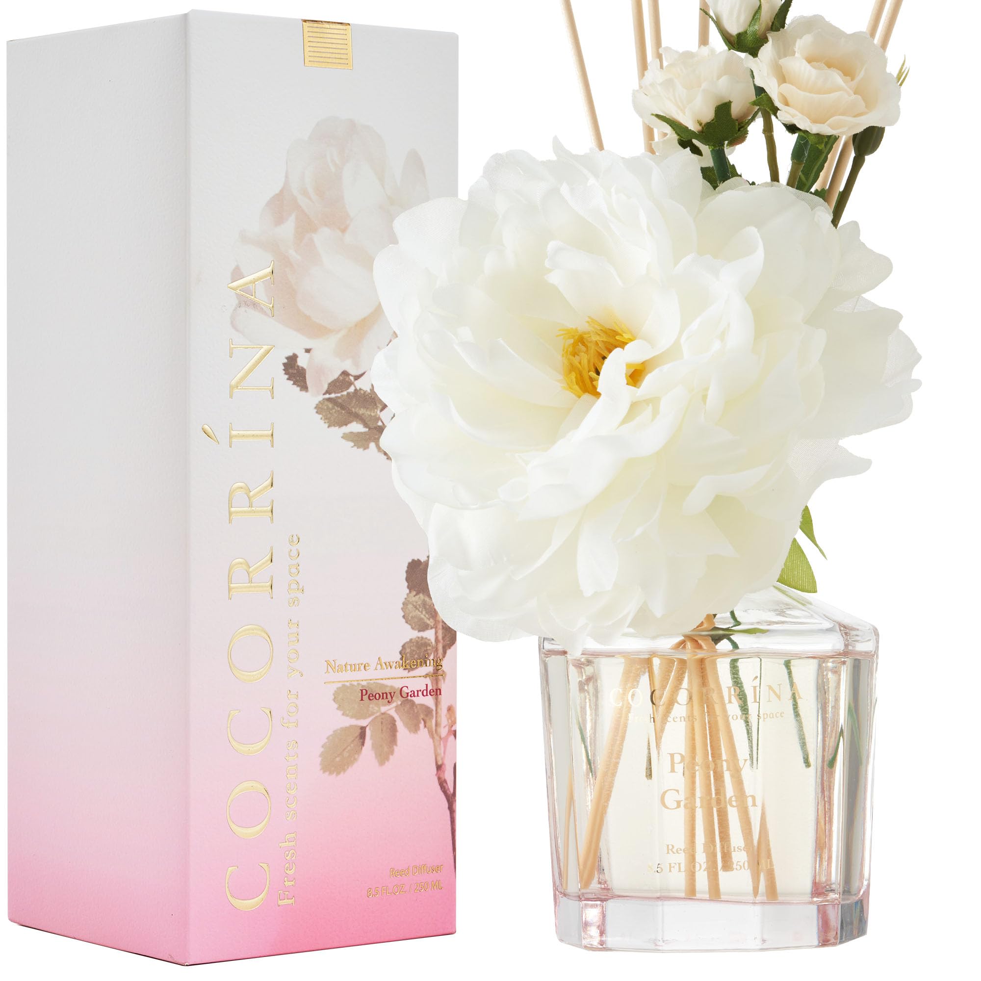 Amazon.com: COCORRÍNA Reed Diffuser - Peony Garden 8.5oz Flower Reed Diffuser Set with 8 Sticks ...