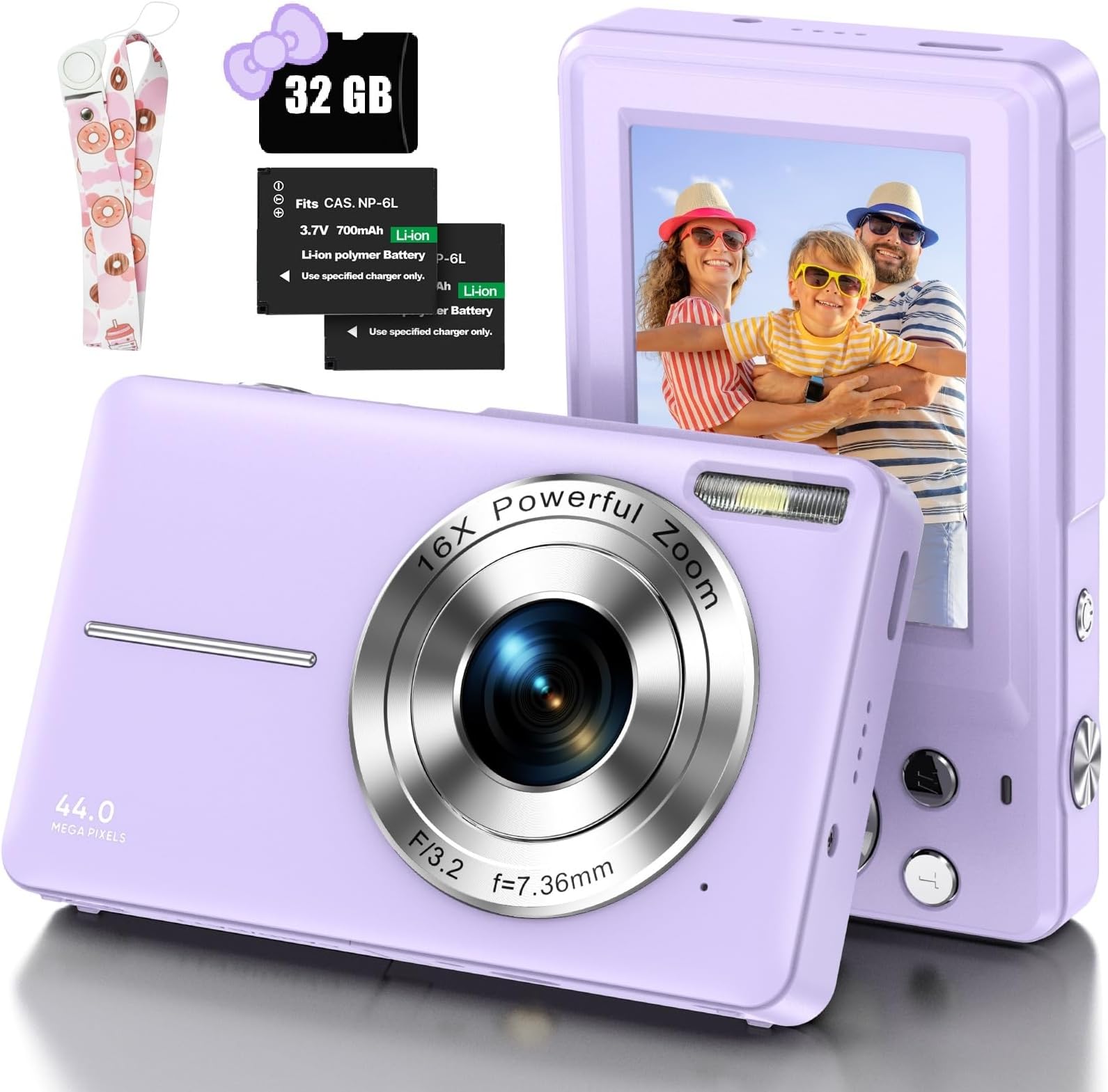 Digital Camera with 32G Micro Memory Card 1080P Camera for Kids 44MP ...