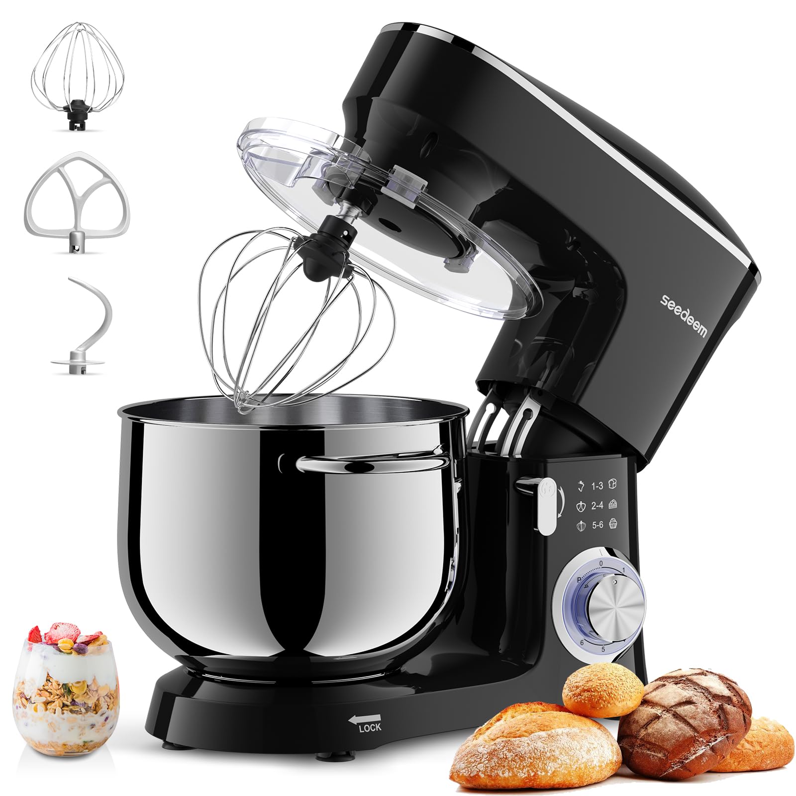 Amazon.com: SEEDEEM 8.5 Qt Stand Mixer, 660W 6+P Speeds Electric Stand ...
