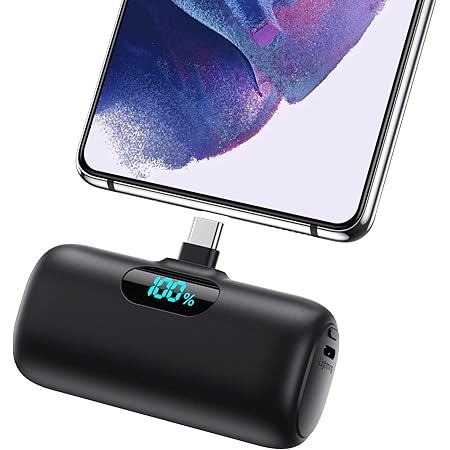 Amazon.com: [2 Pack] Mini Portable Charger USB-C Power Bank 5200mAh,LCD Display Fast Charging ...
