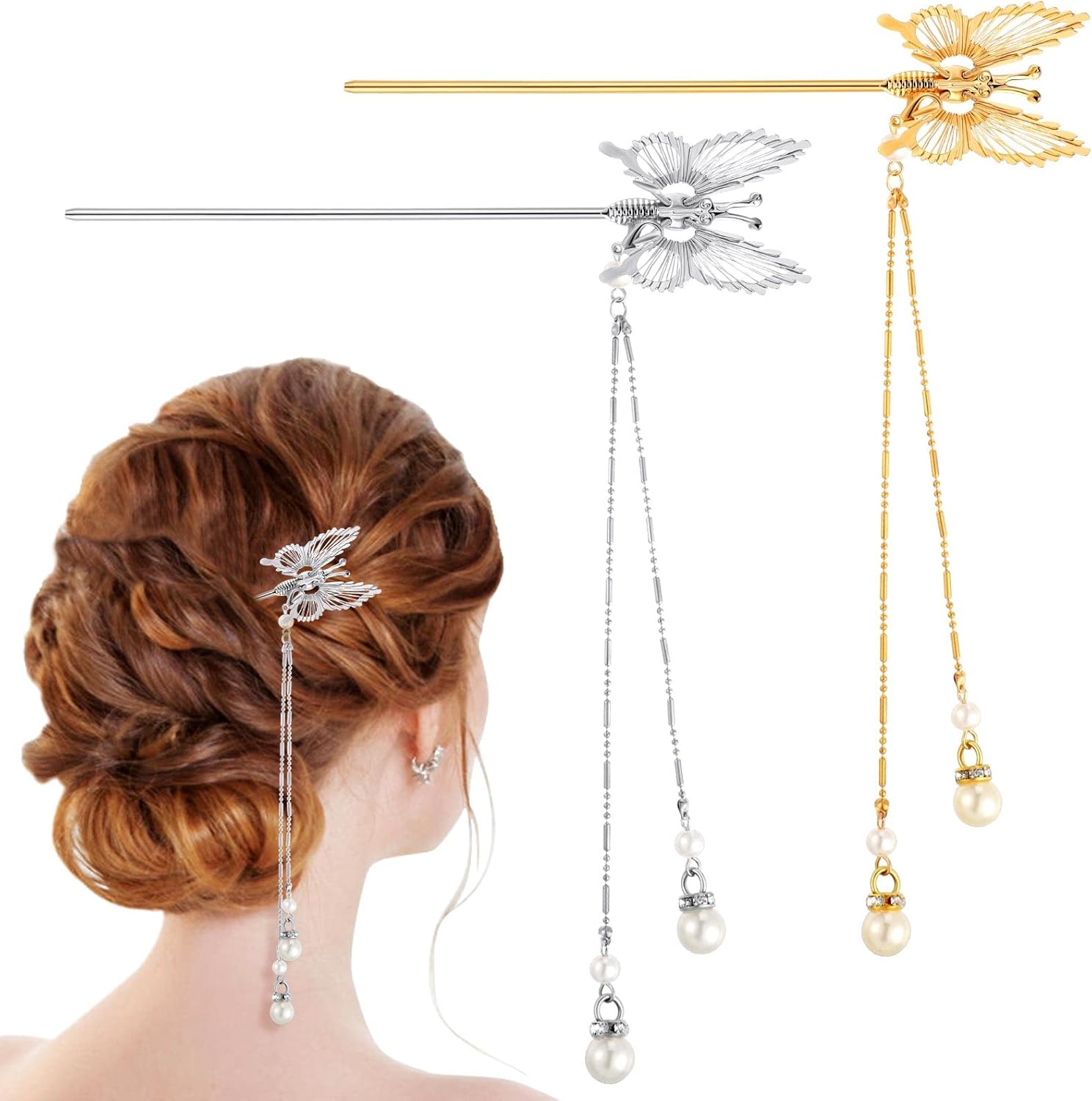 2 Pezzi Forcina Cinese Bastone per Capelli in Lega Bastoncini per ...