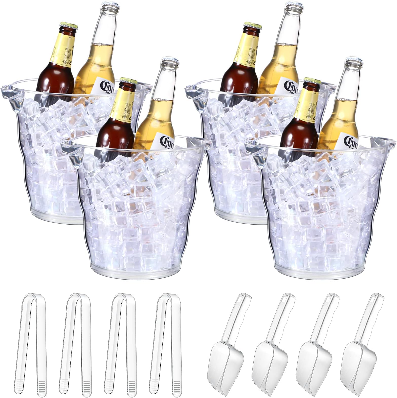 Amazon.com: 12 Pcs Plastic Ice Buckets with Handle Clear Wine Bucket ...