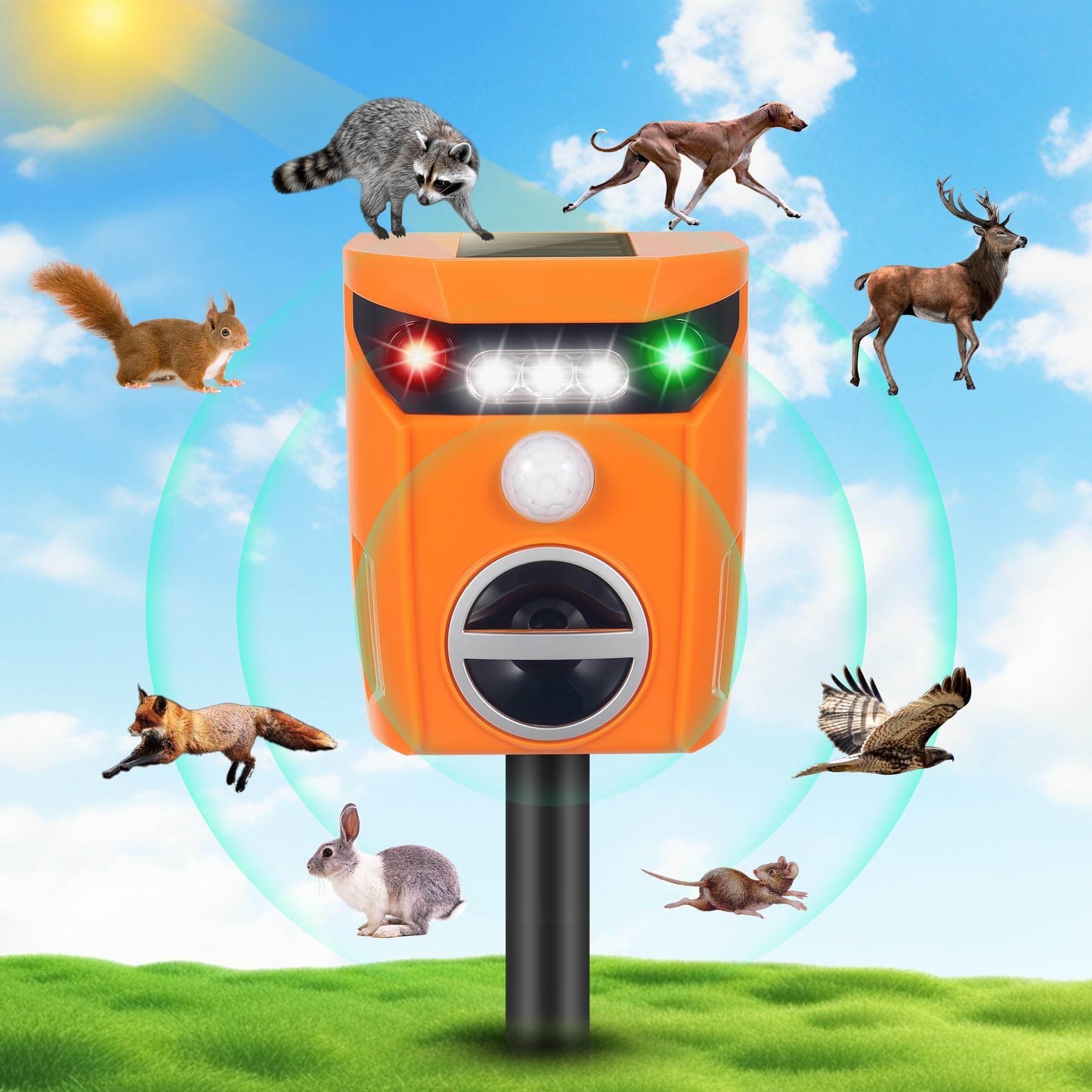 Amazon.com: 2024 Upgraded Solar Ultrasonic Animal Repellent Outdoor Cat ...
