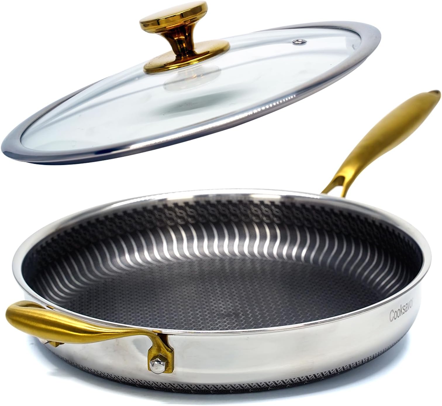 Amazon.com: Cooksavor Hybrid Non Stick 12 inch Frying Pan with Lid ...