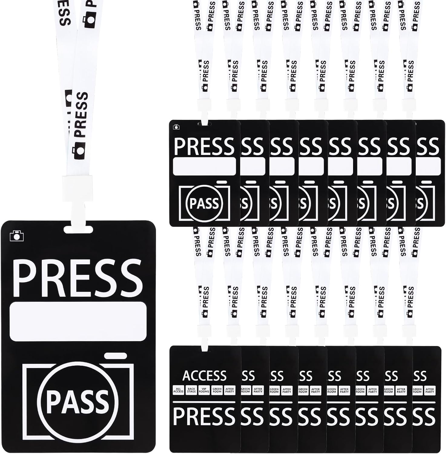 Amazon.com : 30 Sets PVC Press Pass Lanyard Press Badge VIP Badge ...
