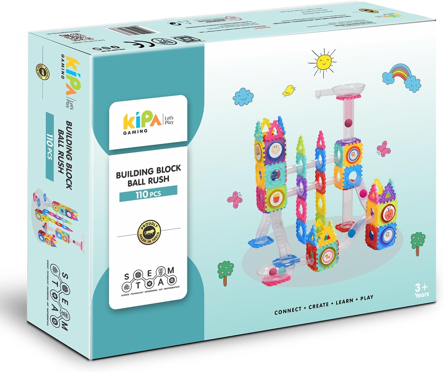 KIPA GAMING Stem Building Blocks Set for Kid|110Pcs Snap Tiles Building ...