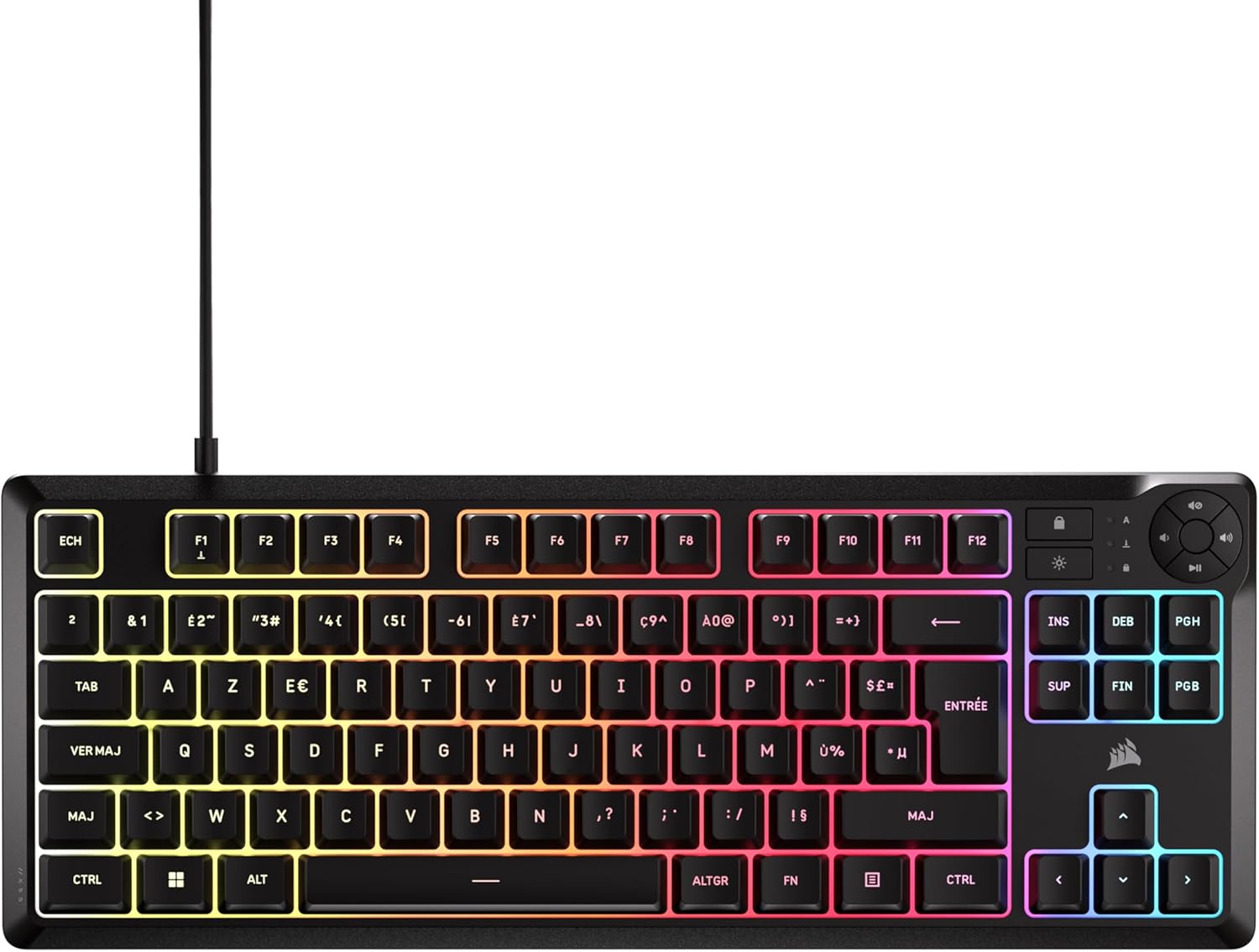 Corsair K55 Core TKL Gaming Keyboard RGB - Tenkeyless, 8 RGB Zones ...