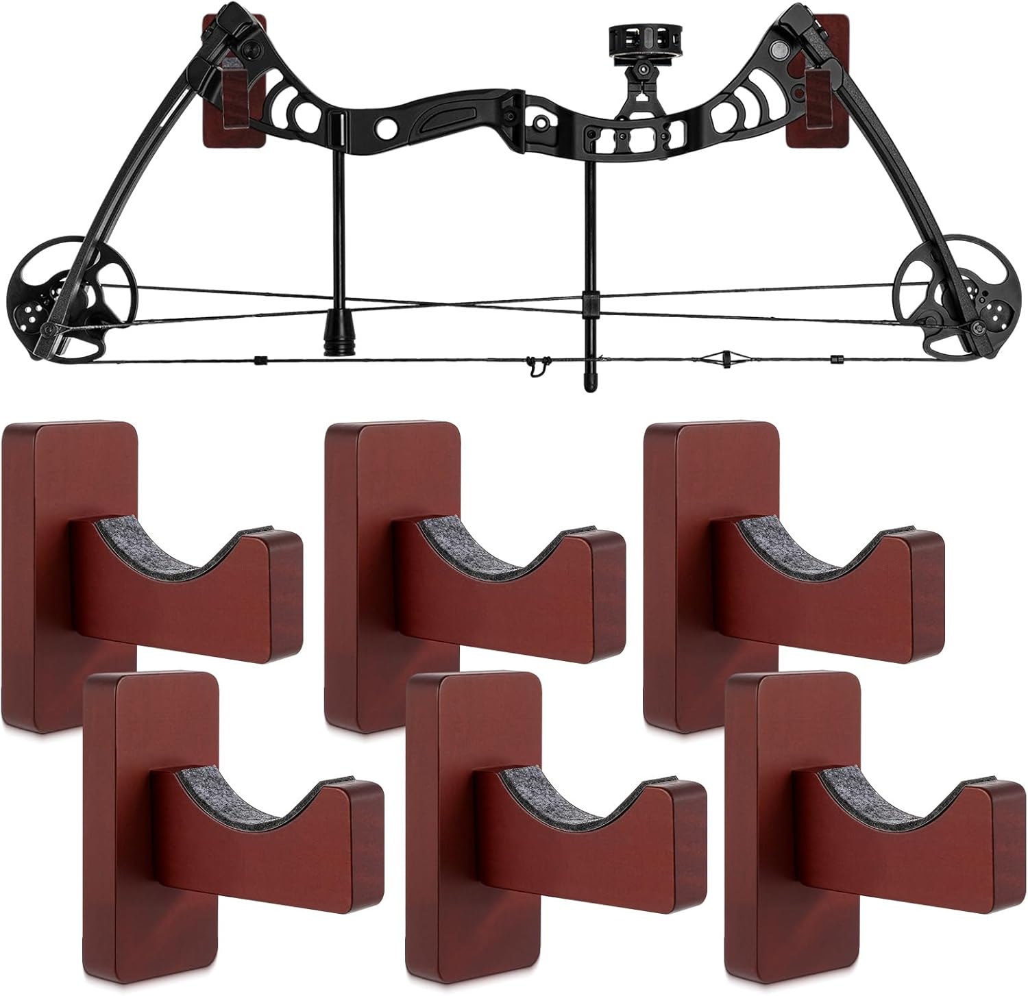 Amazon.com : Fiwochic 6 Pcs Bow Rack Wall Mount Wooden Hanger Bow Hook ...