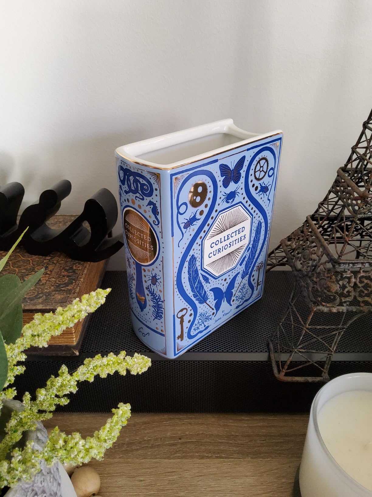 Bibliophile Ceramic Vase: Collected Curiosities illustrated by Jane ...