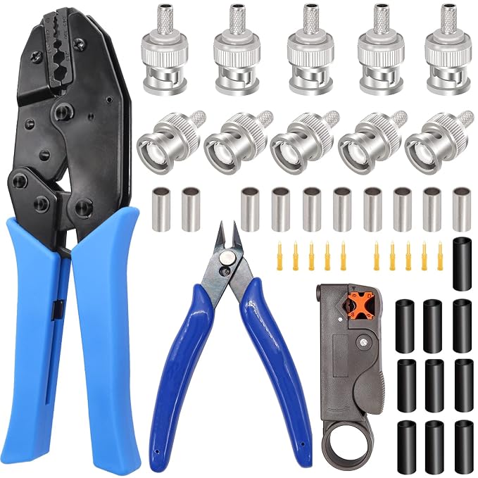 Taiss BNC Crimp tool with 10PCS BNC Connector,Coax Coaxial BNC Crimping ...