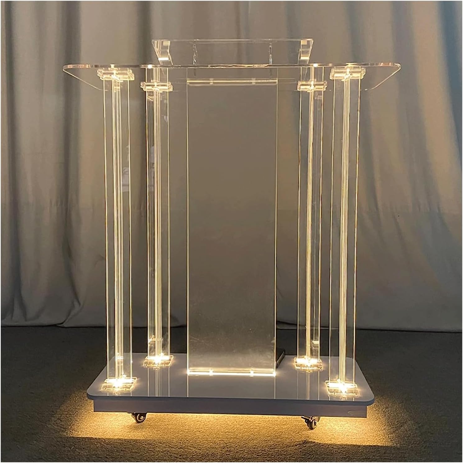 Amazon.com: AOKLEY Podio Tempered Clear Glass Podium w/Lights Acrylic ...