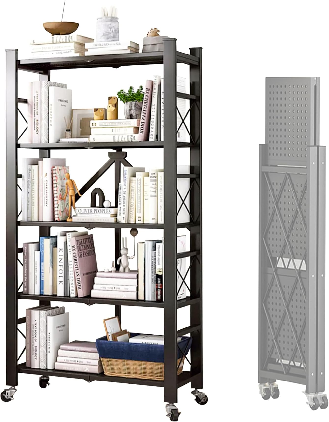 Amazon.com: AyaMagic Metal Portable Shelving - Foldable, Wheeled ...