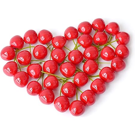 Amazon.com: Chewarelly 36 Pcs Artificial Lifelike Cherries Fake Cherry ...