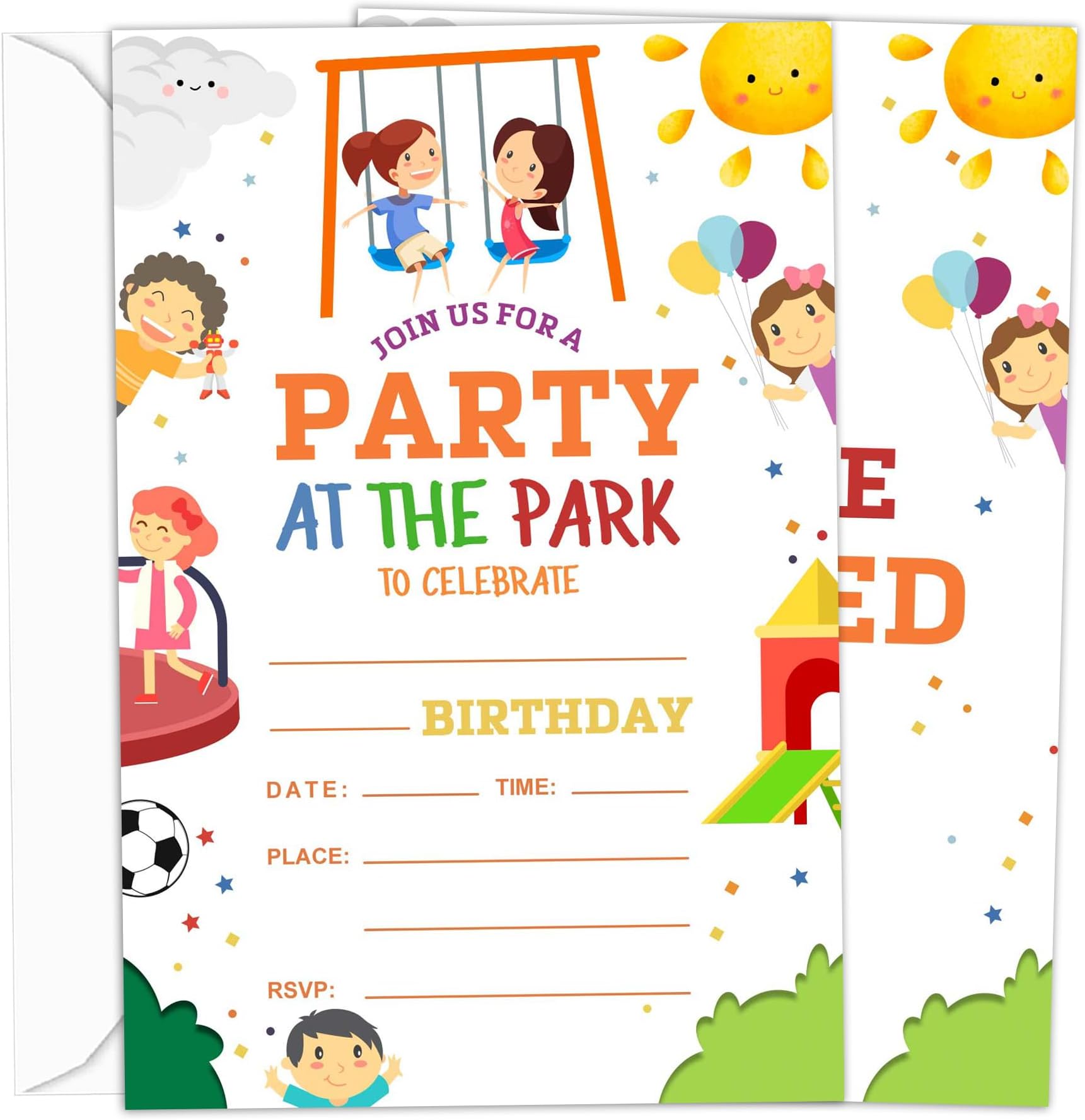 Amazon.com : Geuro Birthday invitations With Envelopes, Party Park ...