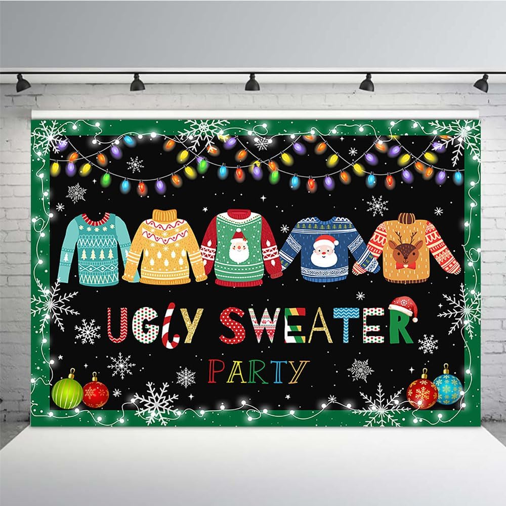 Amazon.com : MEHOFOND 7x5ft Merry Christmas Backdrop Ugly Sweater Party ...