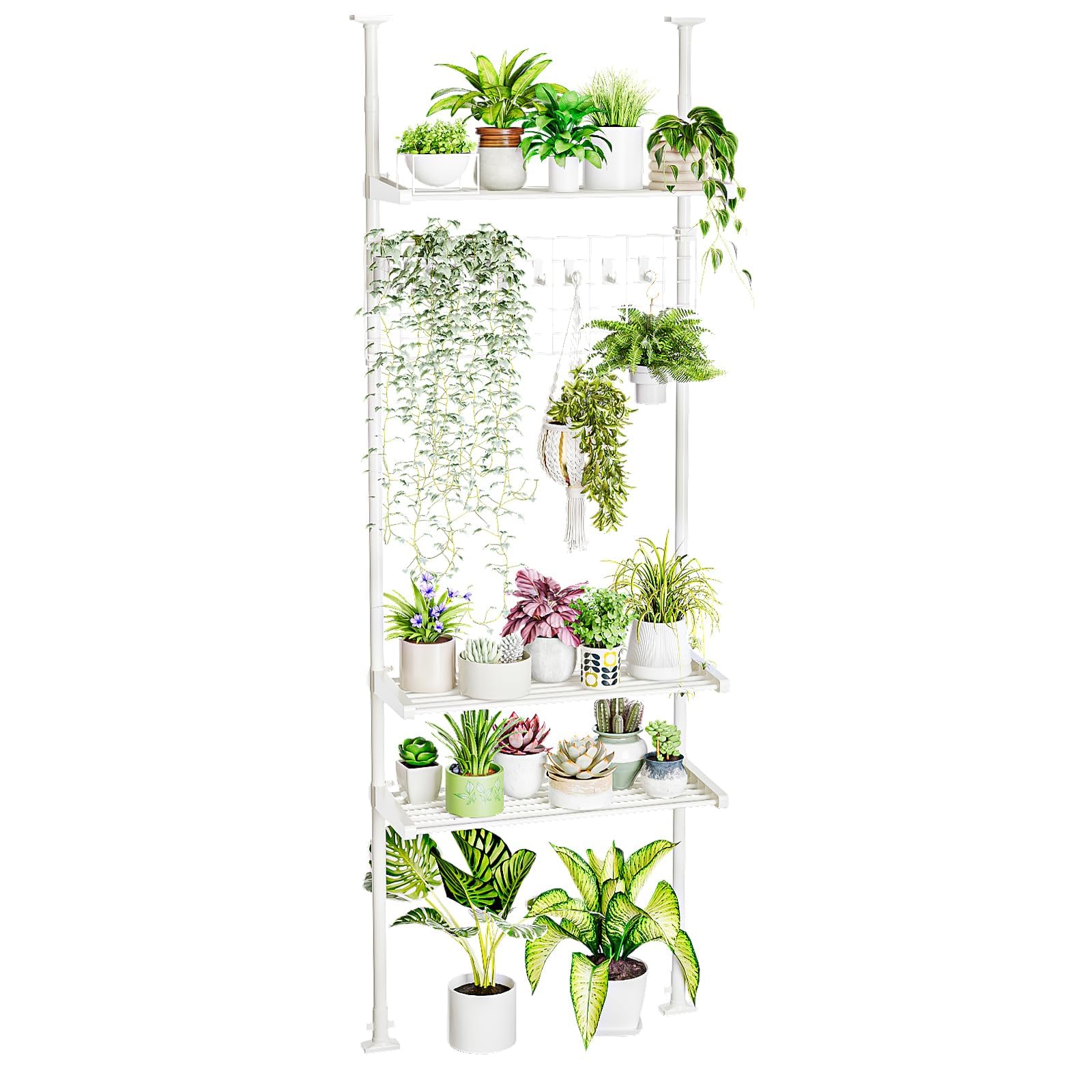 Amazon.com: Bamworld Tension Rod Plant Stand Adjustable Height Tall ...