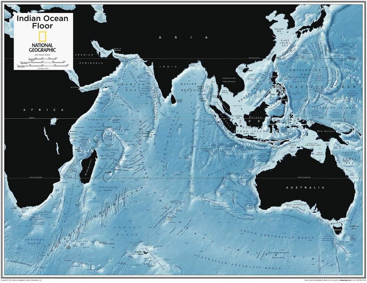 National Geographic: Indian Ocean Floor Wall Map - 28 x 22 inches ...