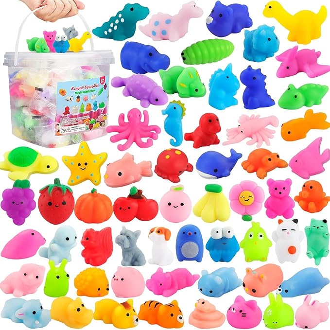 Amazon.com: PNIOTAIN 60 Packs Squishies Mochi Squishy Toys for Kids ...