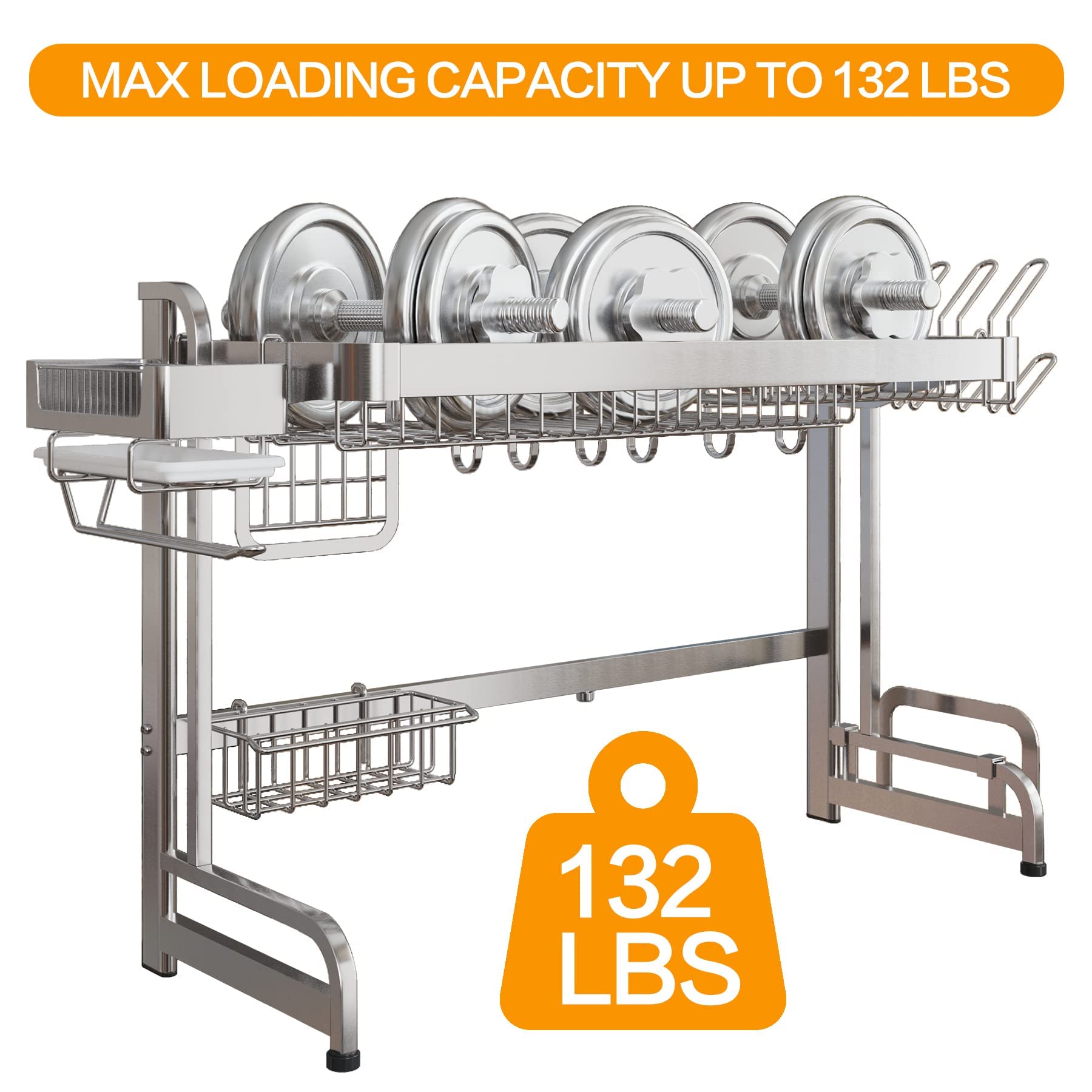 Livod Over The Sink Dish Drying Rack, 2 Tier Stainless Steel Over Sink ...