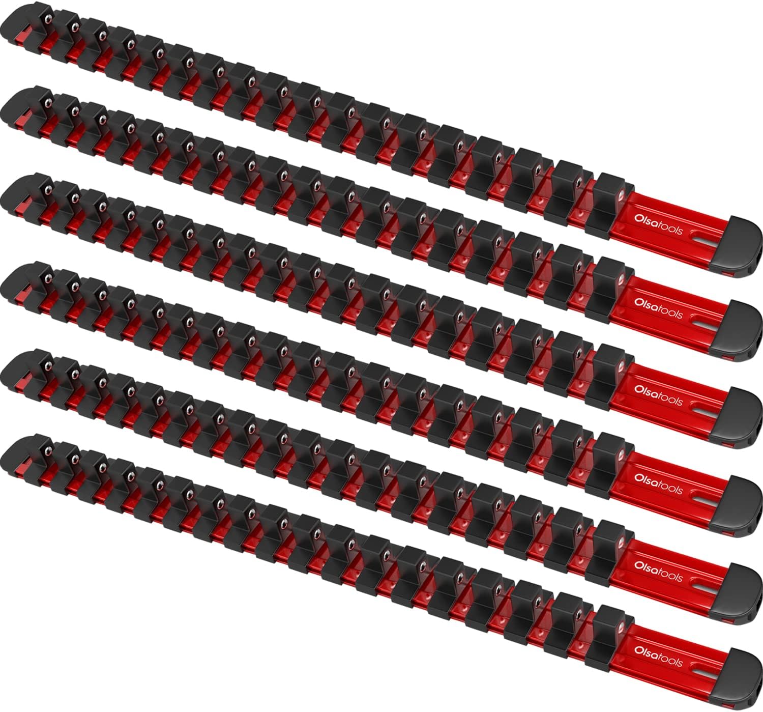 Olsa Tools Aluminum Socket Organizer Kit with Locking End Caps (6pc Set ...