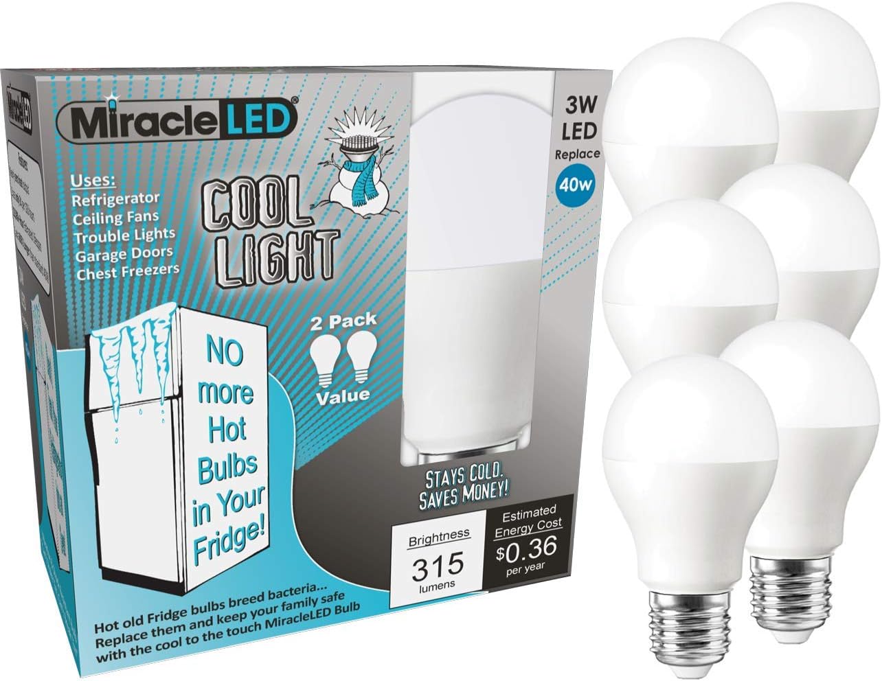 Miracle LED Refrigerator and Freezer Light Cool White LED Light Bulb ...