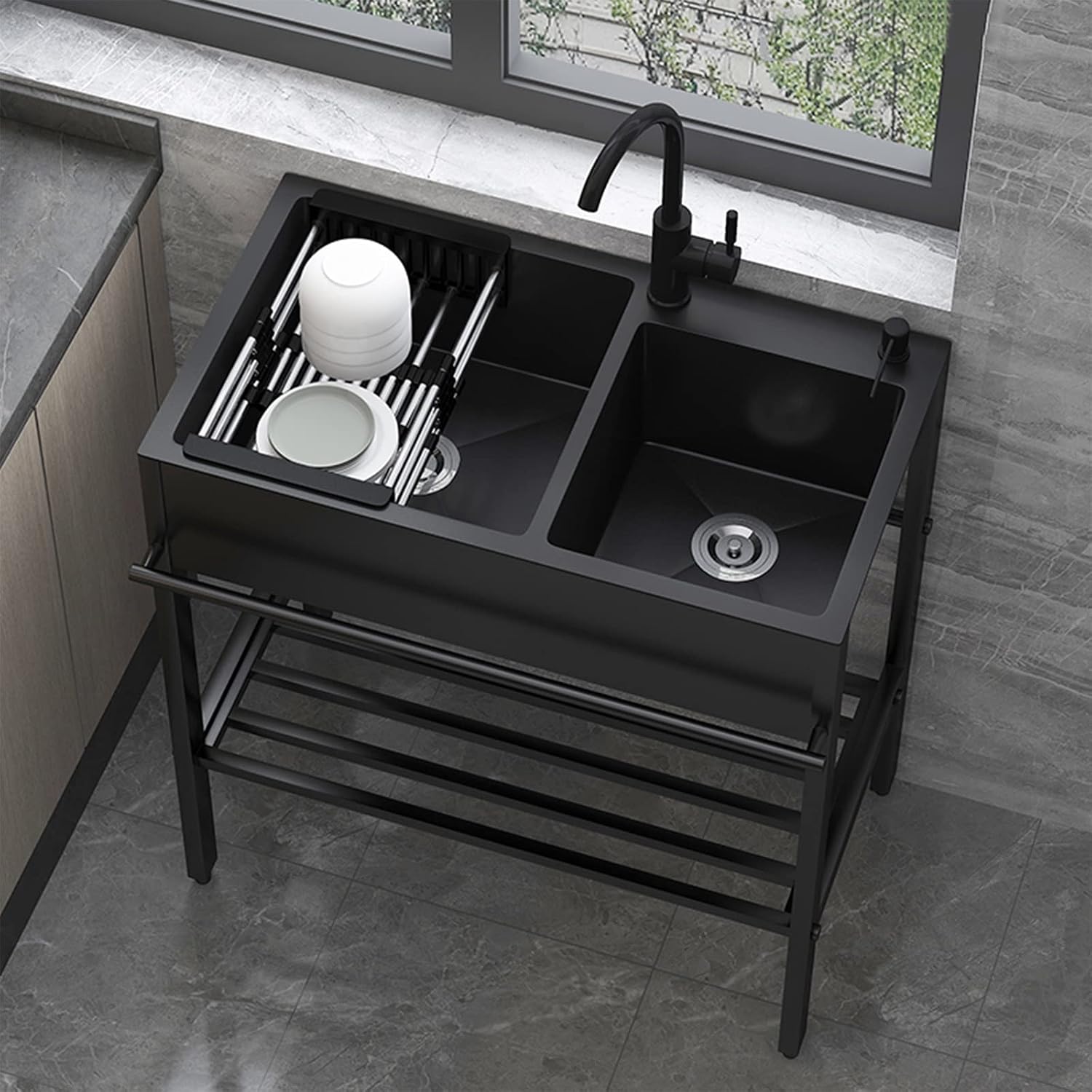 Amazon.com: YZJJ Free Standing Stainless Steel Utility Sink, Single ...