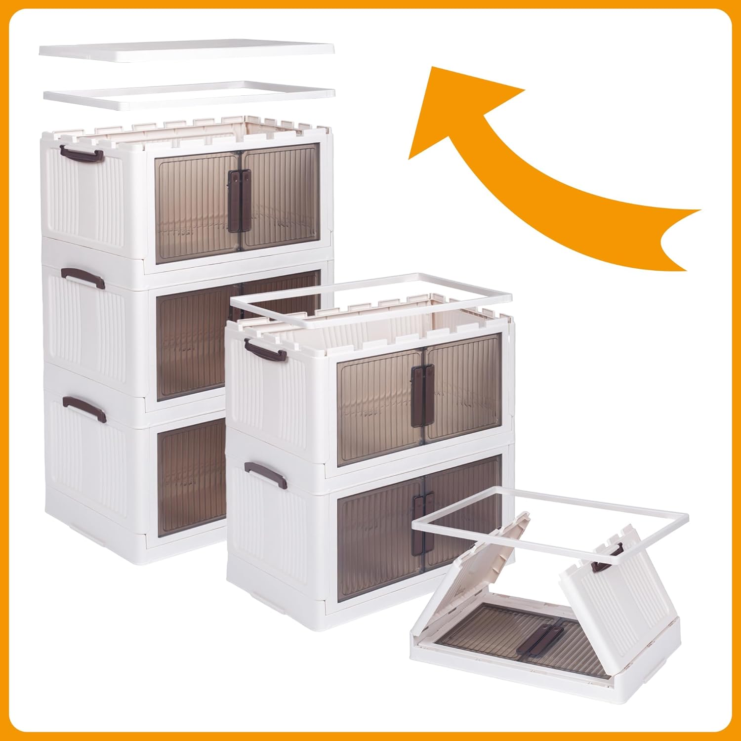 Paquete de 3 contenedores de almacenamiento apilables y plegables de 45 ...