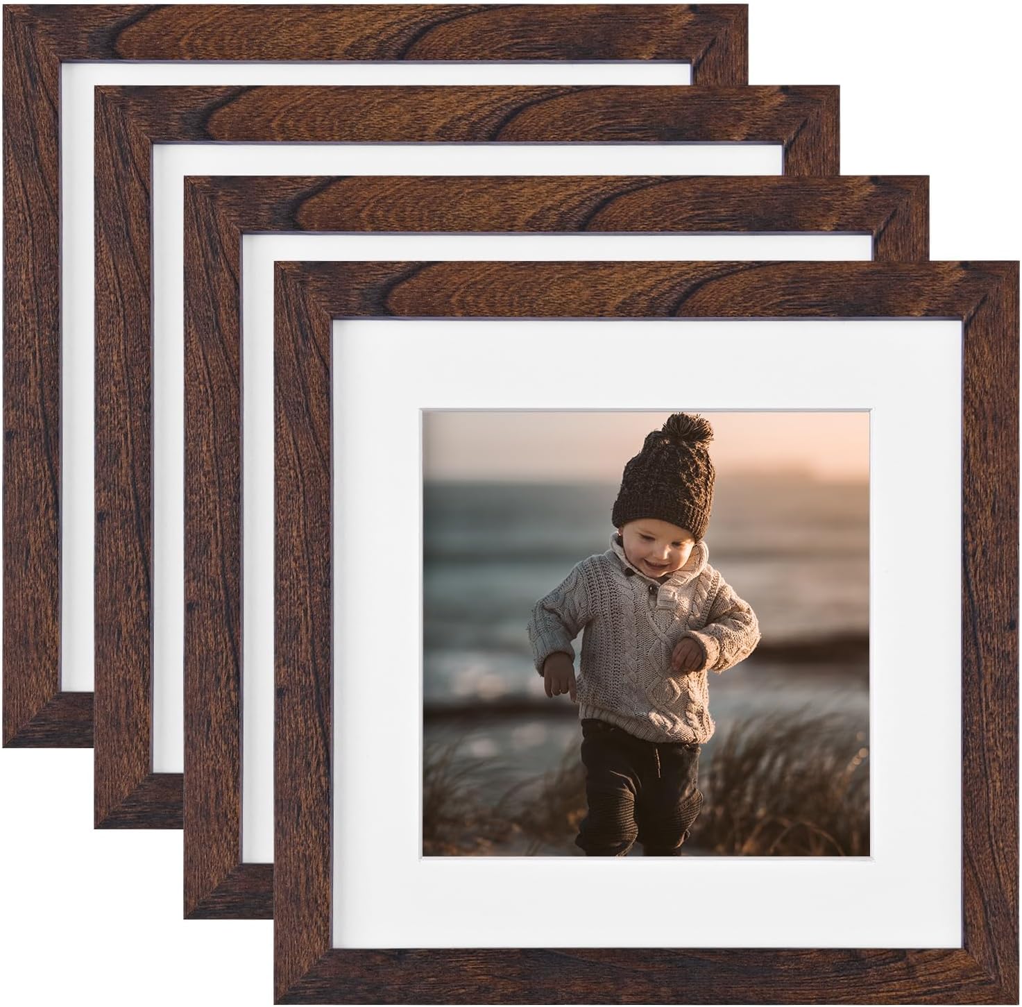 Amazon.com - KINLINK 7x7 Picture Frames Brown, Square Photo Frames with ...