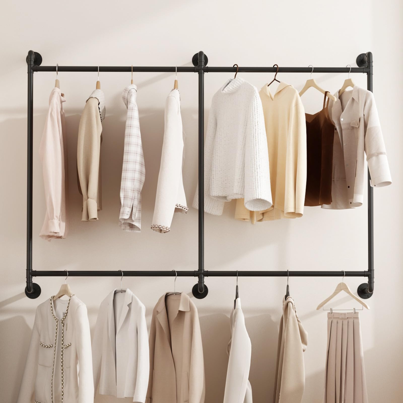 Amazon.com: Homeyeeng Industrial Pipe Clothes Rack Wall Mounted ...