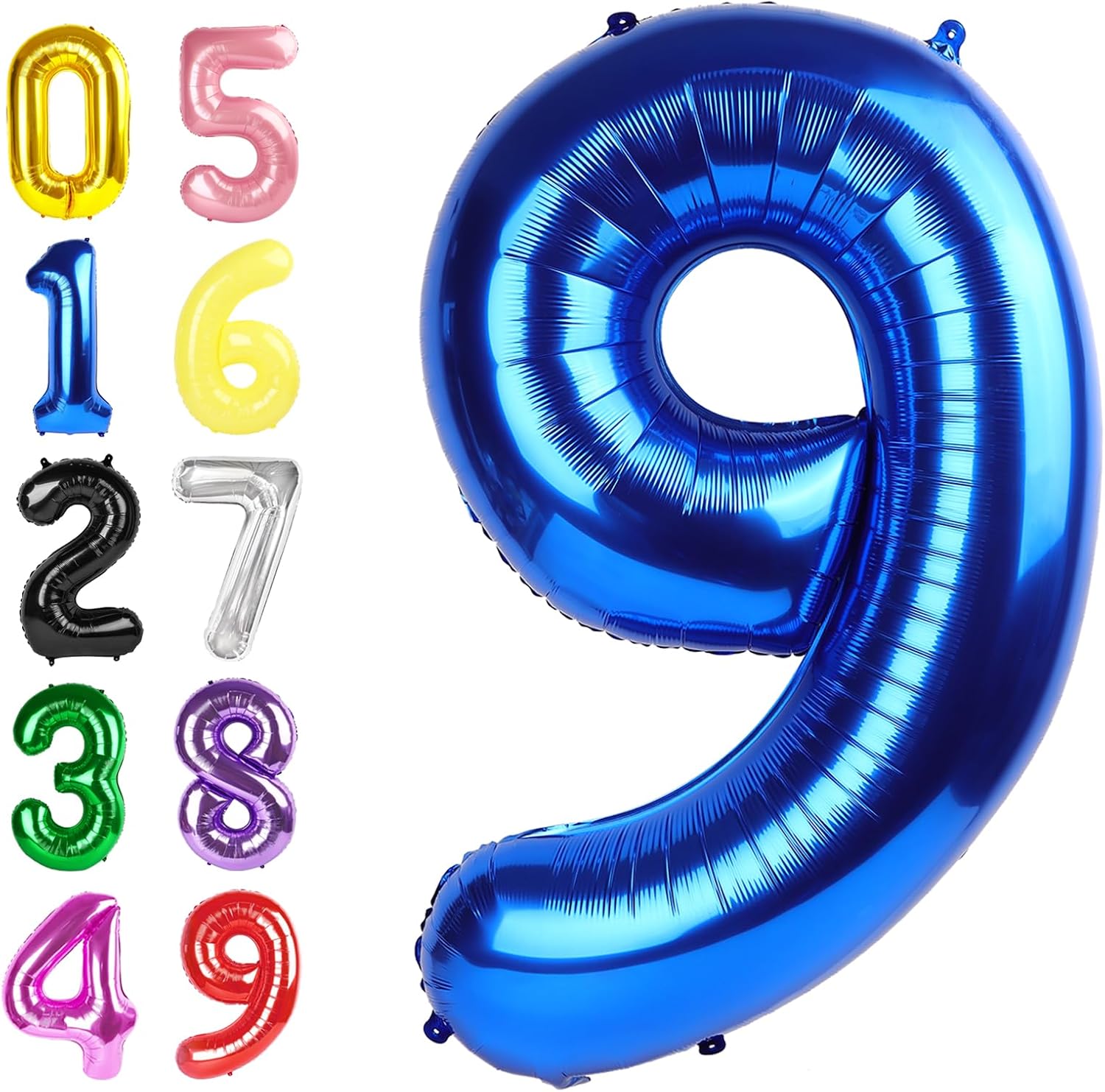 Amazon.com: Blue Balloon Numbers 9, Big 40 Inch Happy 9 19 29 90 ...