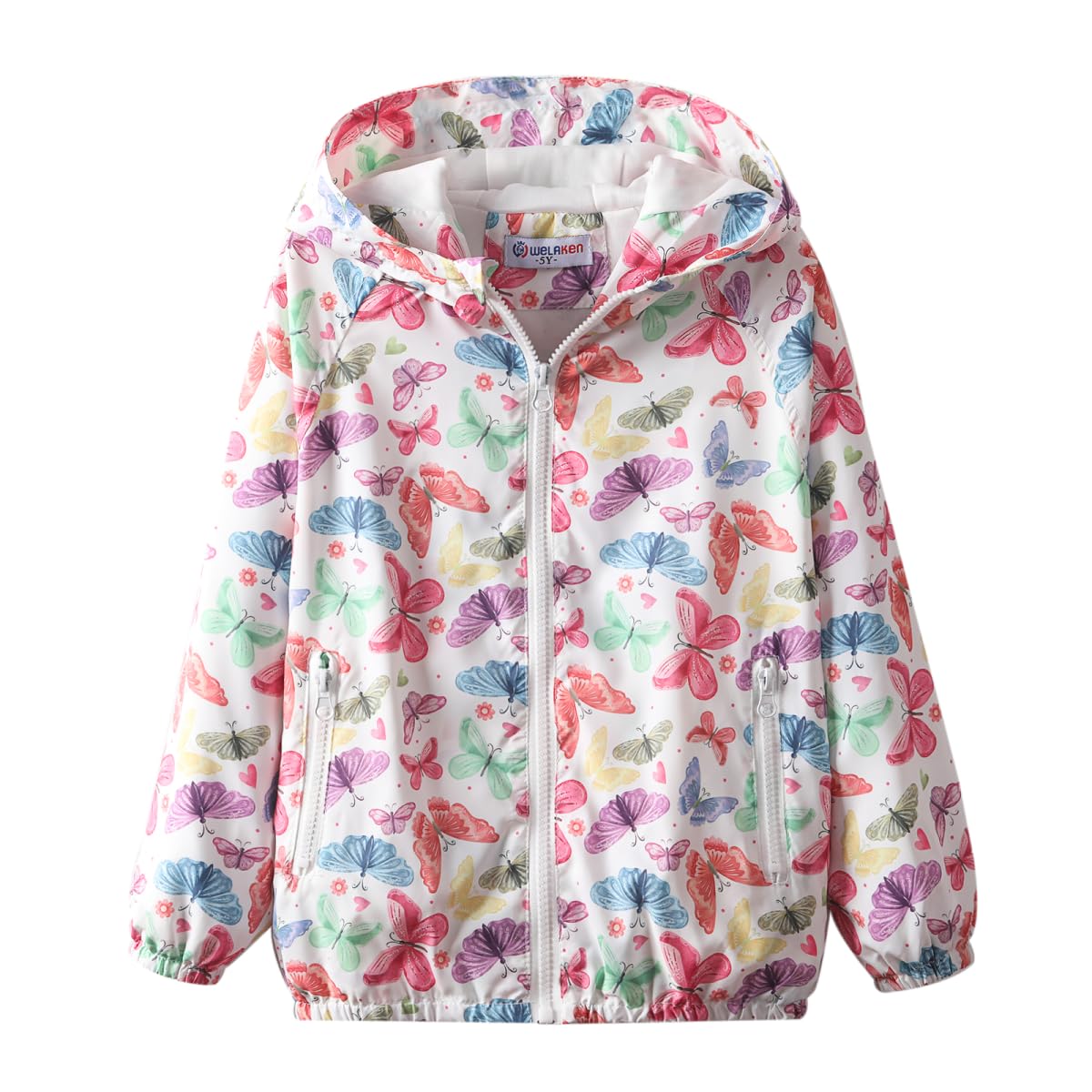Snapklik.com : Girls Water-resistant Butterfly Printed Jacket ...